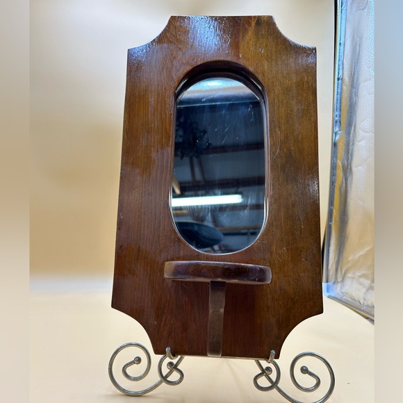 Vintage | Wall Decor | Vintage Wood Framed Mirror With Candle Holder ...